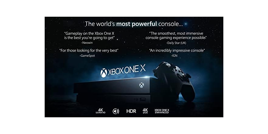 Microsoft Xbox One X 1TB, 4K Ultra HD Gaming Console, Black