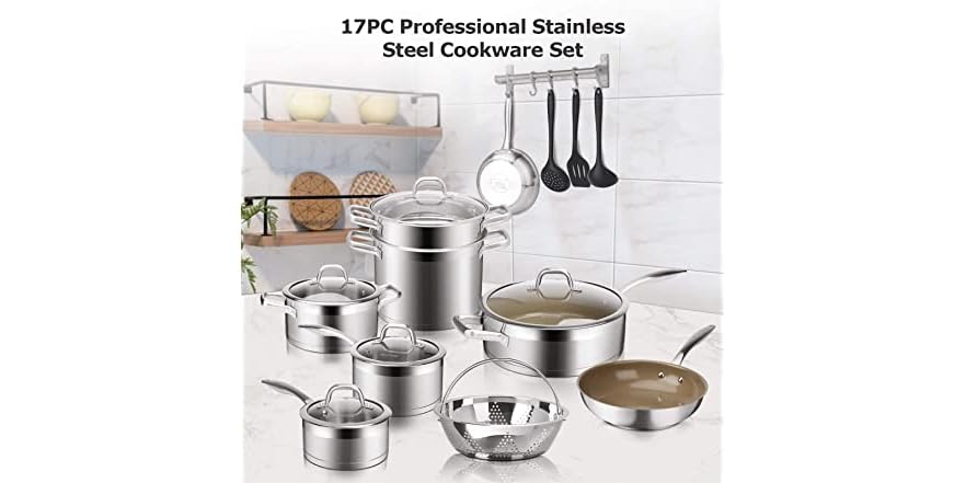 17PC Stainless Steel Induction Cookware Set