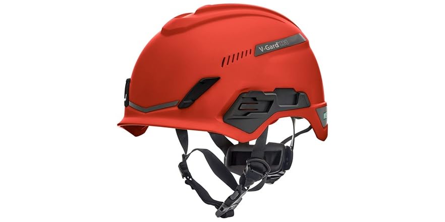 MSA V-Gard H1 Safety Helmets, Tri-Vent, Red