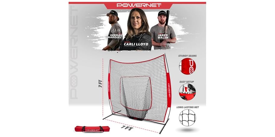 PowerNet Baseball Softball Practice Net Red