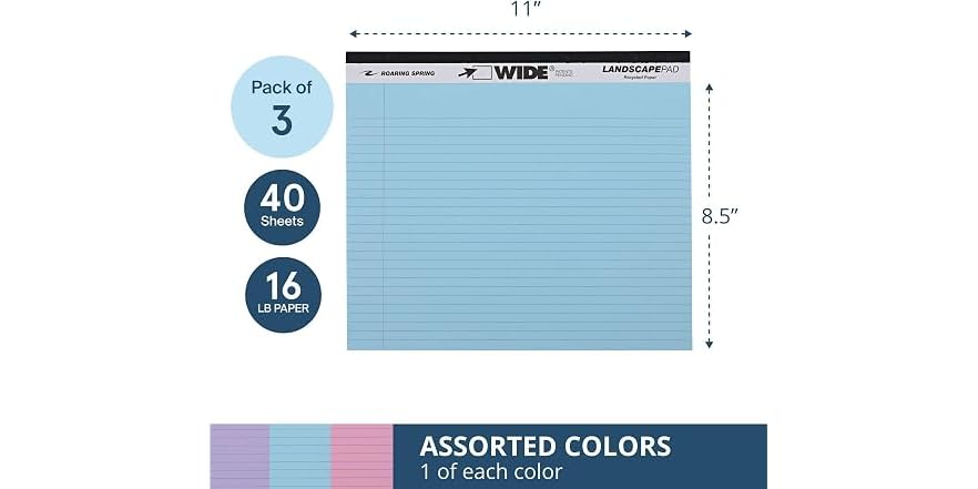 ROARING SPRING Wide Landscape Legal Pad