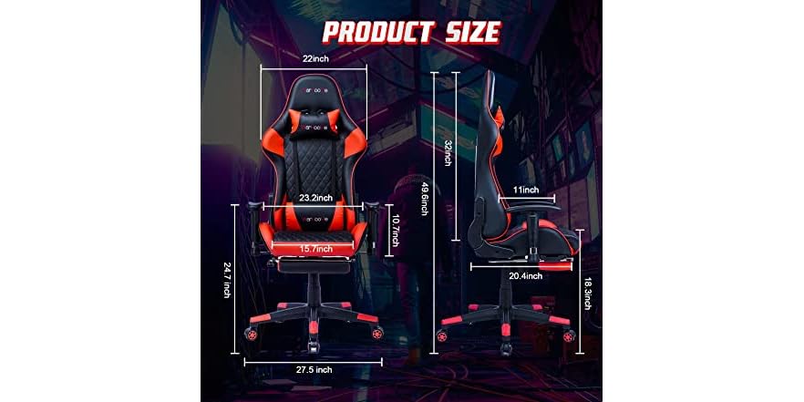 Gaming Chairs with Footrest Office Chair, Red