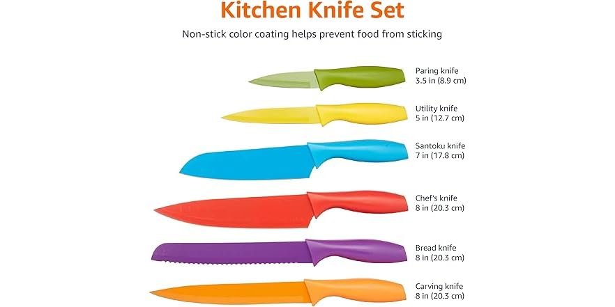 Amazon Basics Color-Coded Knife Set