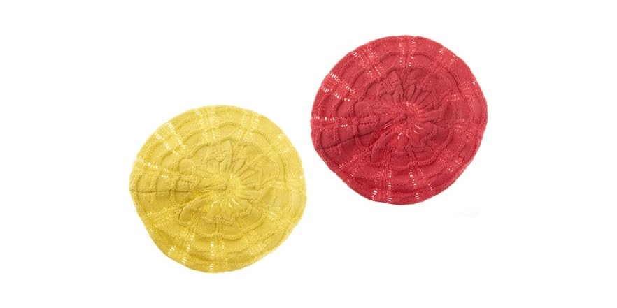 Ladies 2-Pack Neon Beret Set, Yellow/Pink