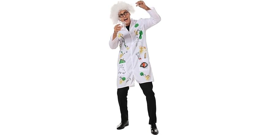 Mad Scientist Costume Lab Coat & Wig