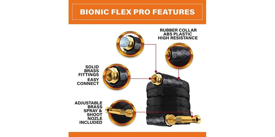 Bionic Flex PRO 50’ Heavy Duty Garden Hose