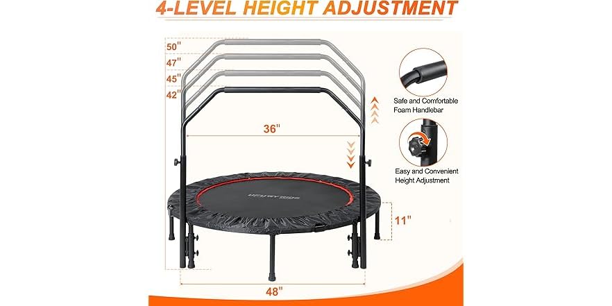 48" Foldable Mini Trampoline for Adults 600 LB
