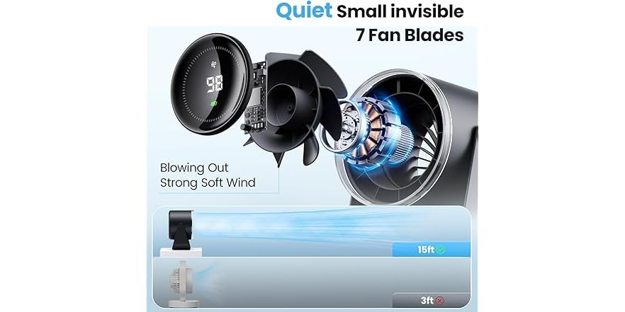 WSKEN Quiet LED Digital Desk Fan