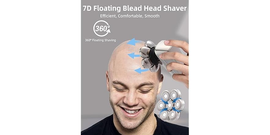 Head Shavers for Bald Men,7D Detachable Electric Bald Head Shaver