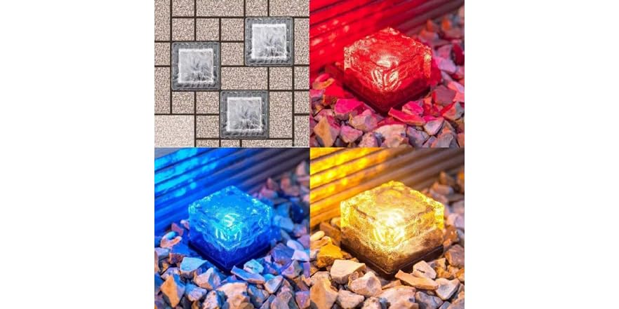 4-Pack Solar Glass Brick Light