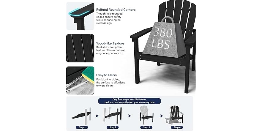 (Set of 2) nevilywood Stackable Adirondack Chairs