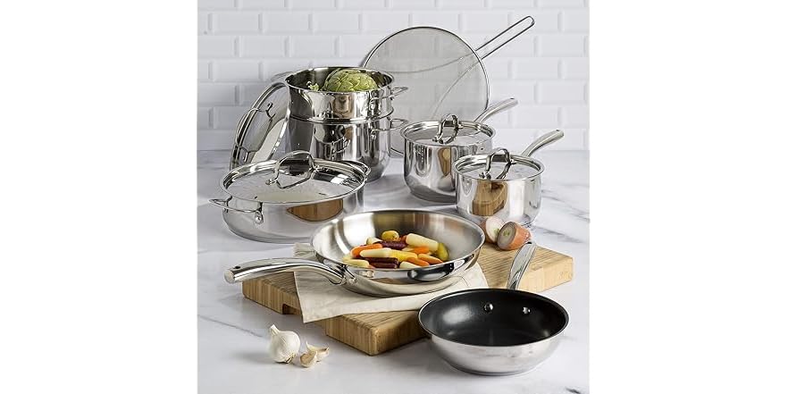 Goodful 12-Piece Classic Stainless Steel Cookware Set