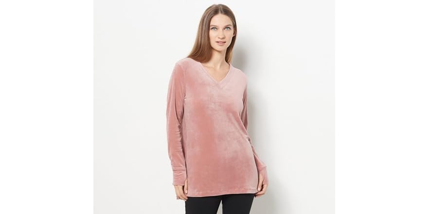 Cuddl Duds Plush Velour V-Neck Tunic