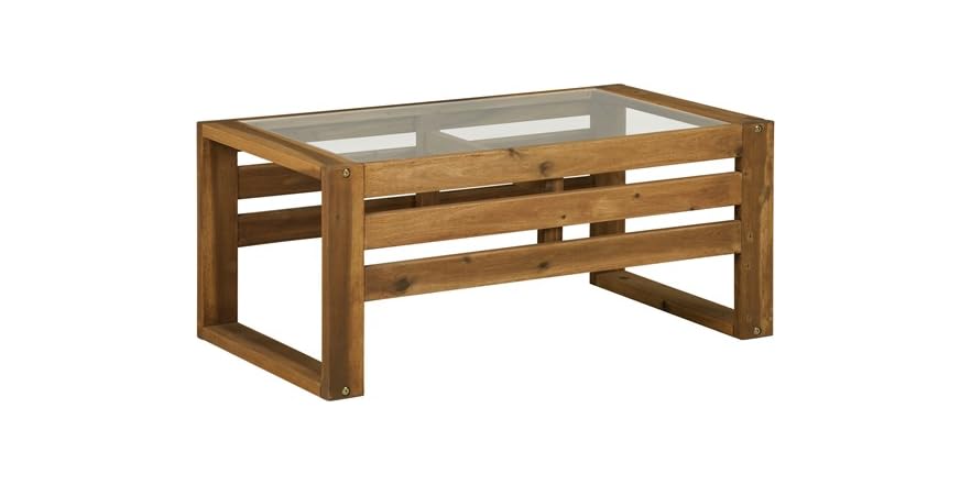 Acacia Open Side Glass Top Coffee Table