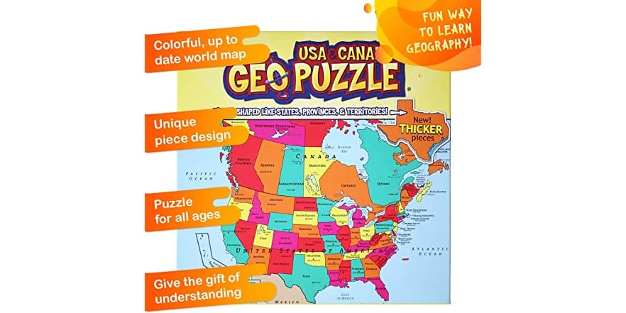 GeoPuzzle USA and Canada - 69PC Jigsaw
