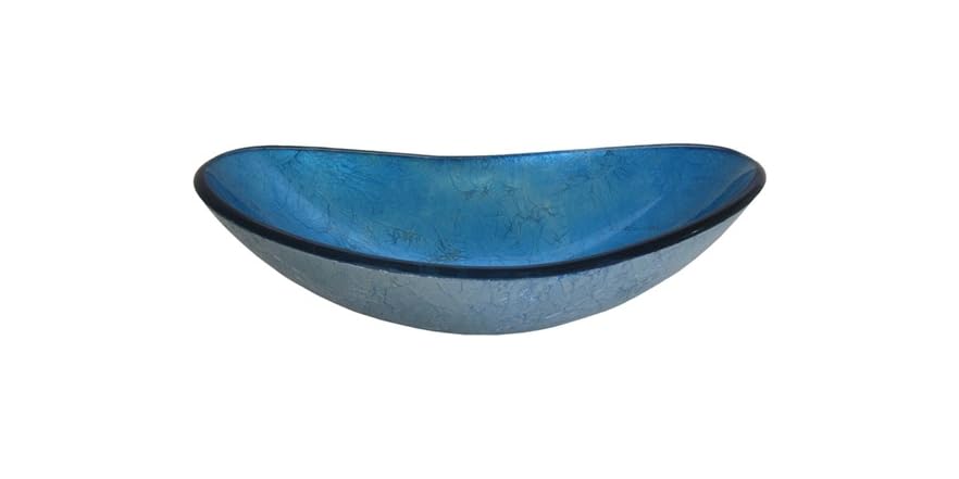 Blue Oval Glass Vessel Sink