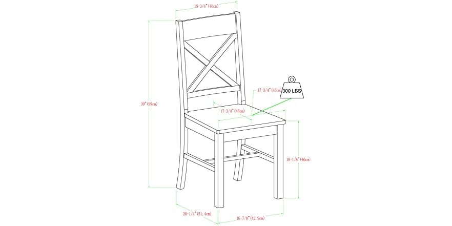 Wood X-Back Armless Dining Chairs - Set of 2