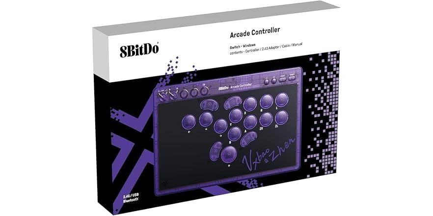 8BitDo All-Button Arcade Purple Signature Edition Controller