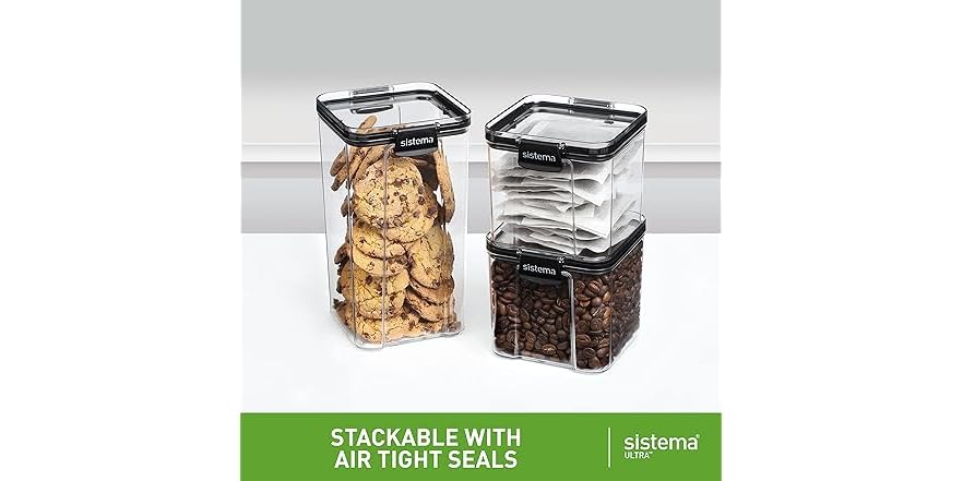 Sistema Food Storage Containers with Airtight Lids, 3 Pack
