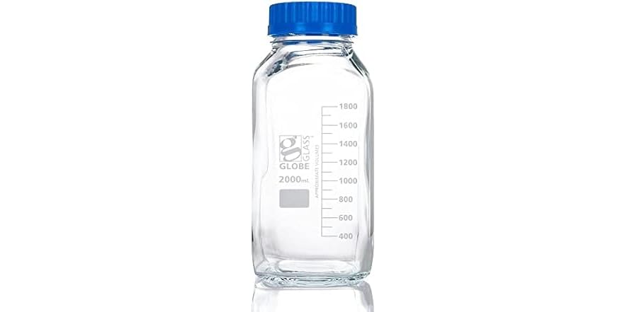 Glass Square Media Bottle, 2000mL,10/Box