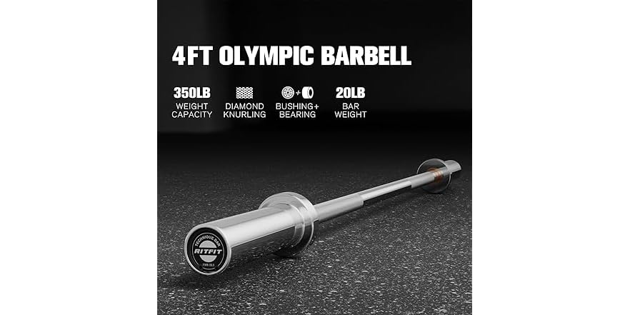 RITFIT Olympic Barbell Bar | 4Ft | 2In