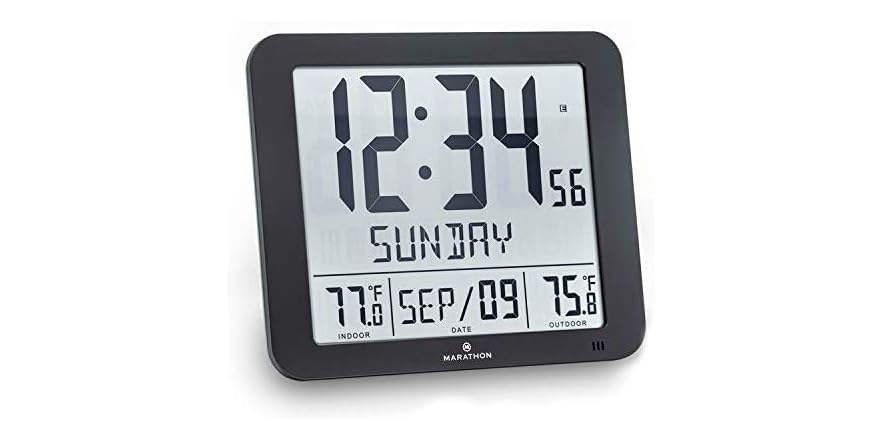 Marathon Slim Atomic Wall Clock Full Display