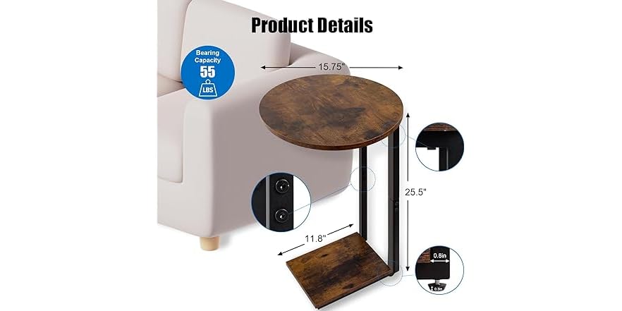 Handwell C-Shaped End Table