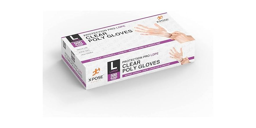 (10 Pack) Xpose Safety Disposable Food Prep Poly Gloves Transparent
