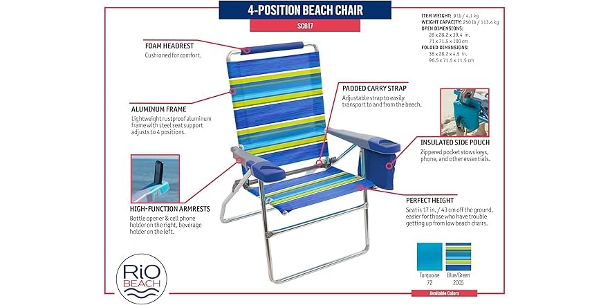 Rio Beach 4-Position Beach Chair 2-Pack