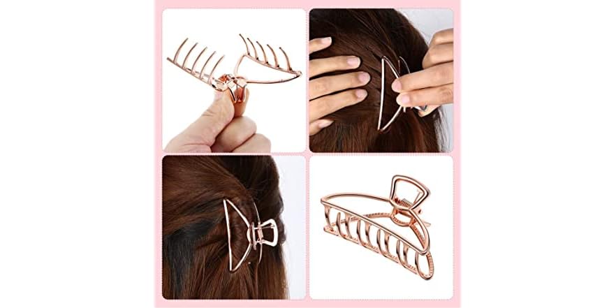 Emoly 3 Pack Large Metal Claw Clips