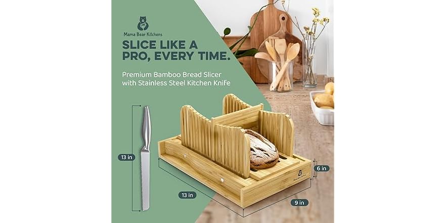 Bamboo Bread Slicing Guide with Knife