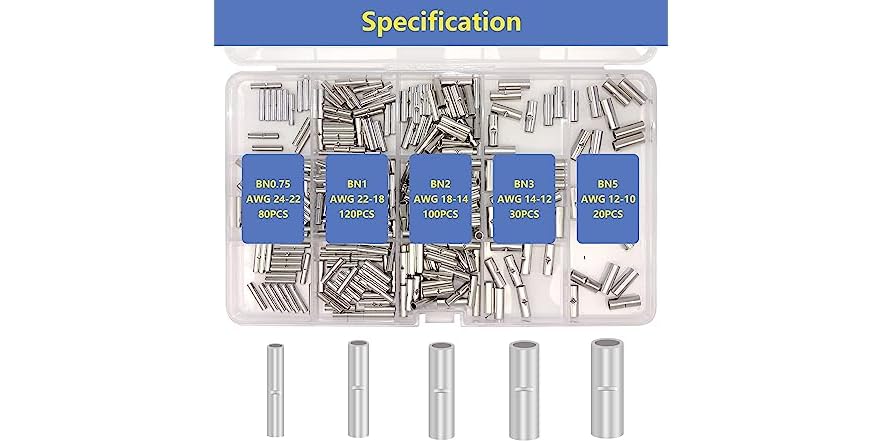 350pcs Non Insulated Butt Connectors Kit
