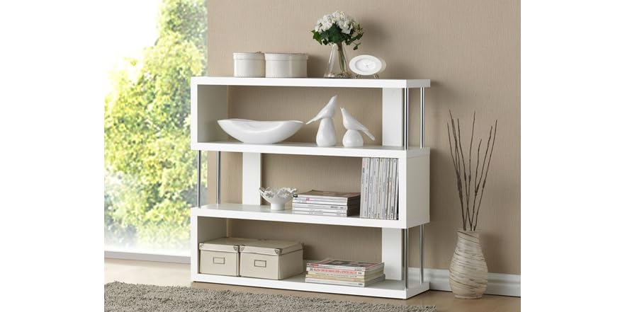 Barnes White Three-Shelf Bookcase
