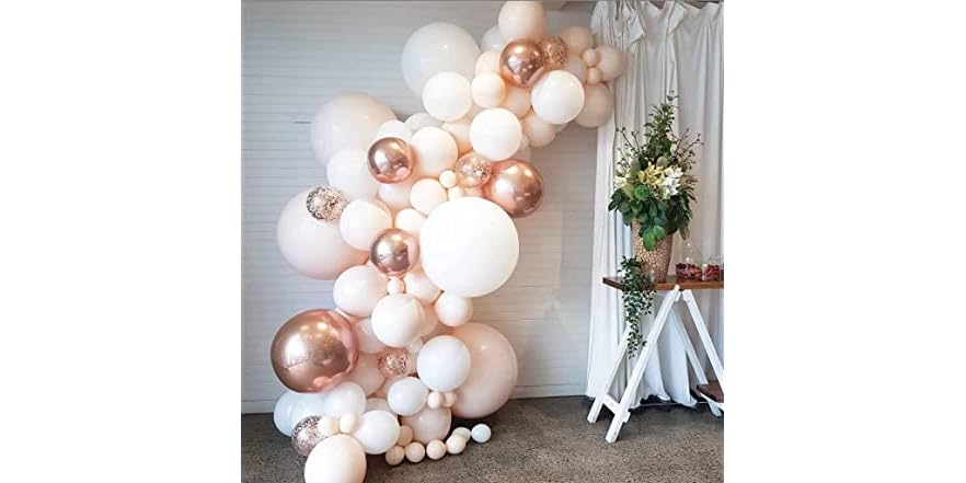 156PCS Pink Rose Gold Balloon Arch Kit
