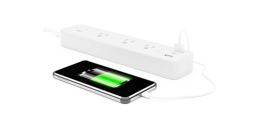 AmazonBasics 5FT 3 Outlet 3 USB Port Power Strip Extension Cord