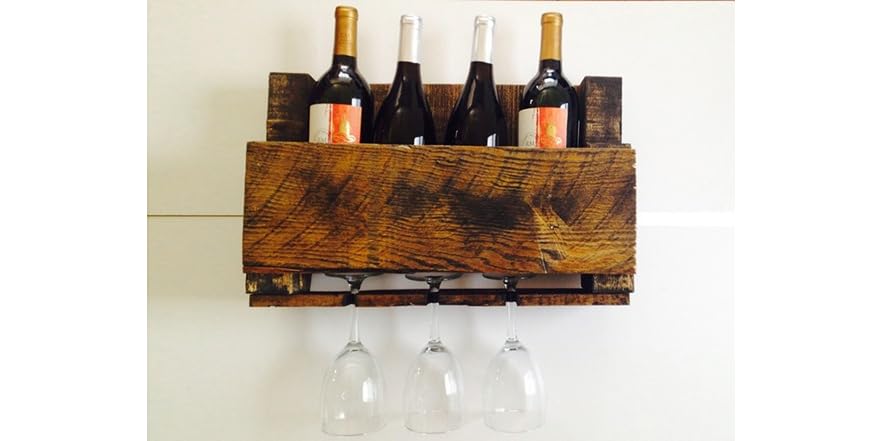 4 Bottle Walnut Reclaimed Wooden Wine Rack