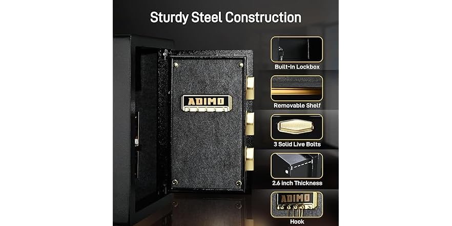 ADIMO Safe w/ Interior Drawer, 2.8 Cuft Heavy-Duty