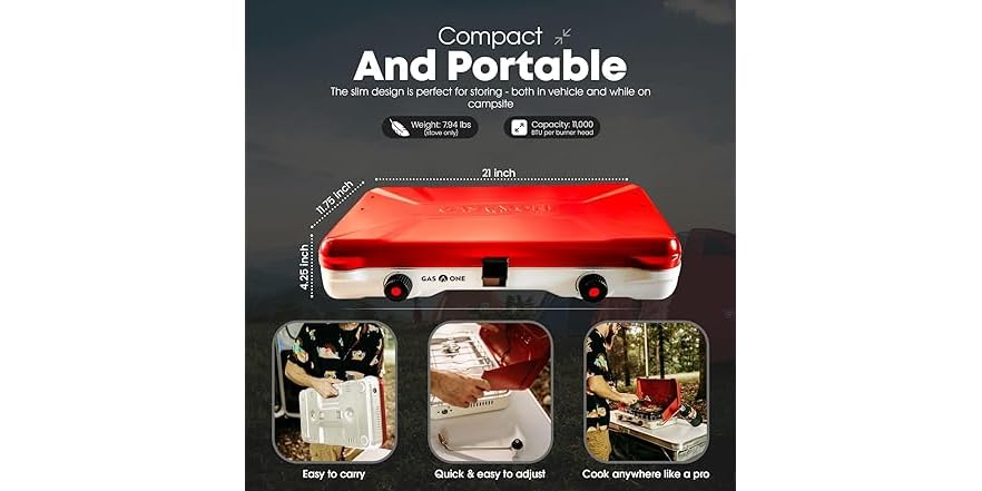 GasOne Portable Camping Stove - Red