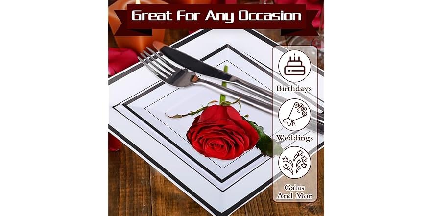 50 Pcs Square Heacy Duty Plastic Plates