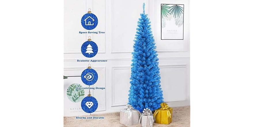 CHEFJOY 6FT Blue Pencil Christmas Tree