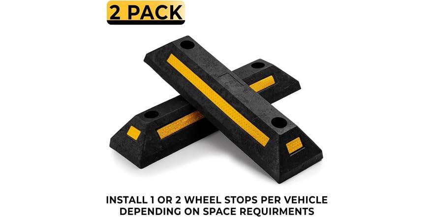Zone Tech Heavy Duty Rubber Parking Guide - 2 Pcs
