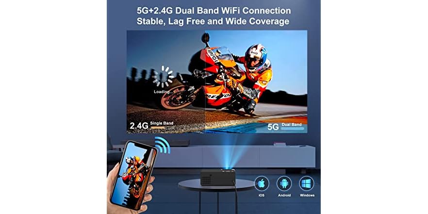 FUDONI HD Outdoor Projector, Black