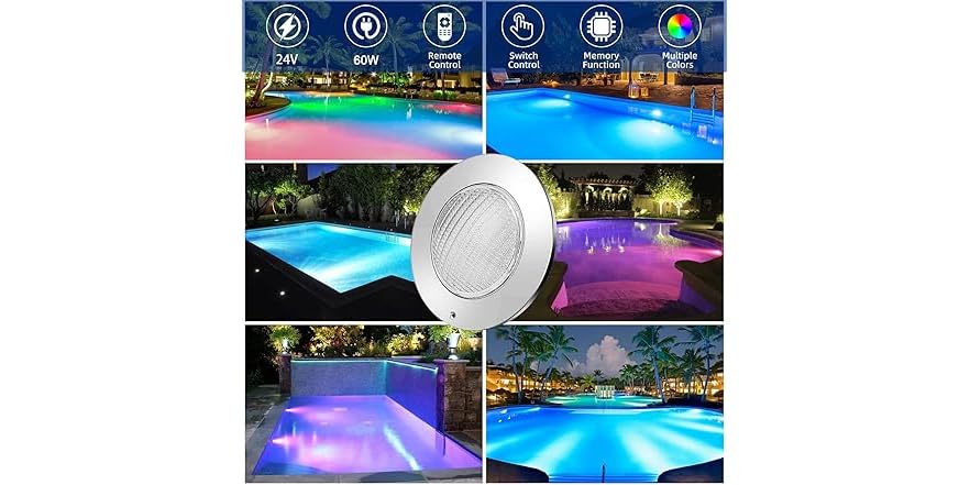 Tandanic Color Changing LED Pool Light with Remote