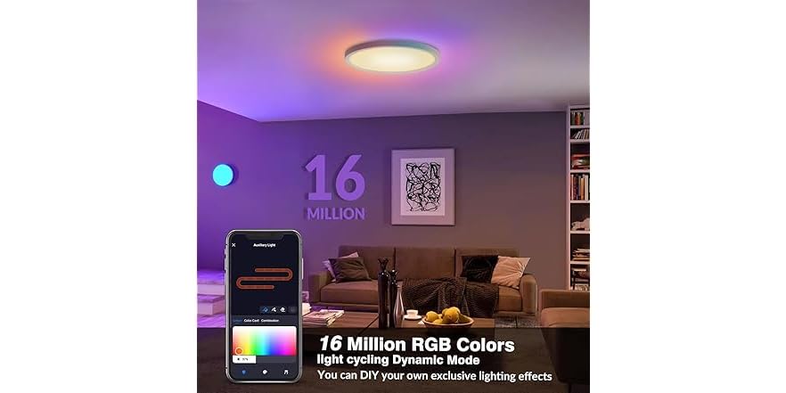 Smart RGB LED Ceiling Light with Remote