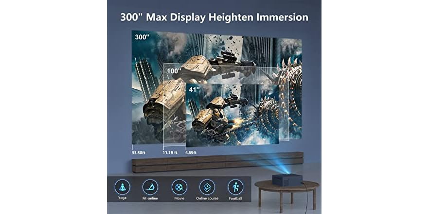 FUDONI HD Outdoor Projector, Black