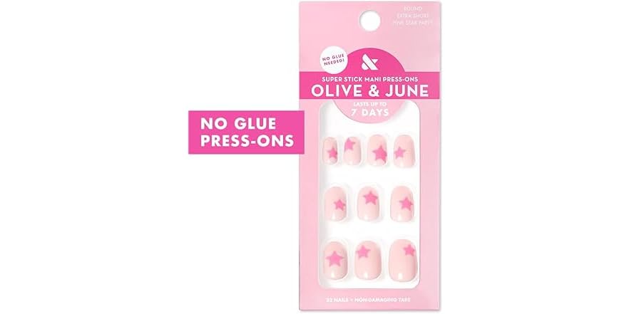 Olive & June Super Stick Mani Press-On Nails Pink Star Party