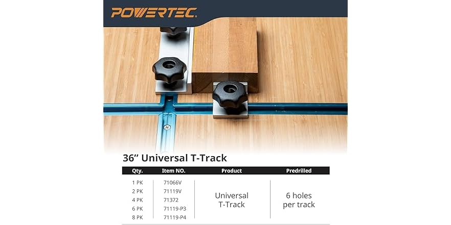 POWERTEC 71119 36 Inch Double-Cut Profile T-Track