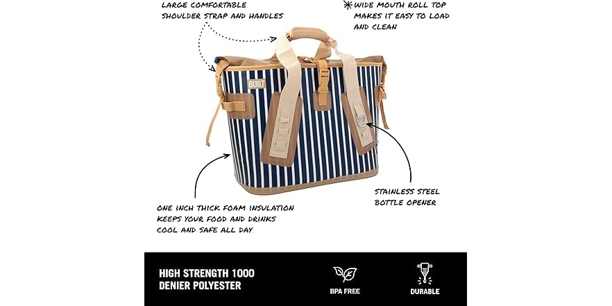 BUILT Large Welded Soft Portable Cooler Bag