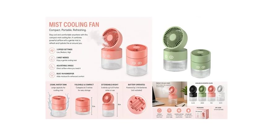 Mist Cooling Fan Compact Desktop Fan