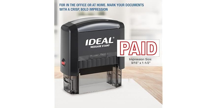 IDEAL Self Inking Stamp - Text: Paid